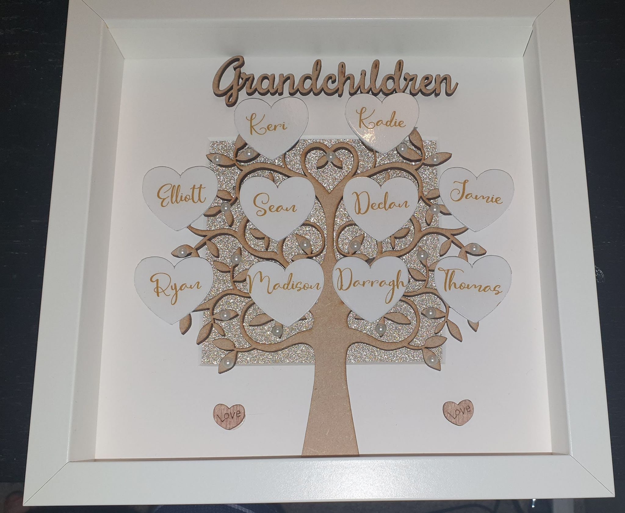 Personalised Family Tree Box Frame grandchildren Gift - Etsy