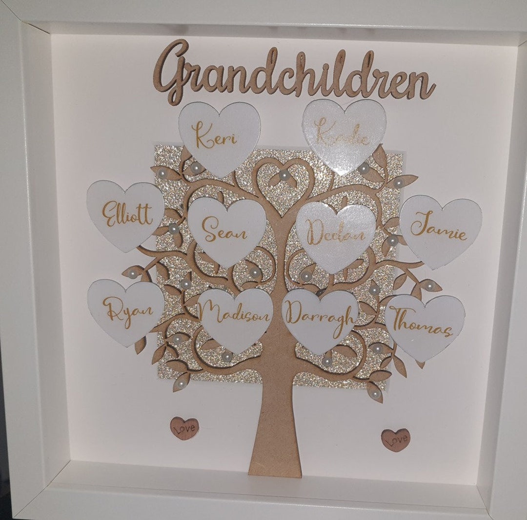Personalised Family Tree Box Frame grandchildren Gift - Etsy