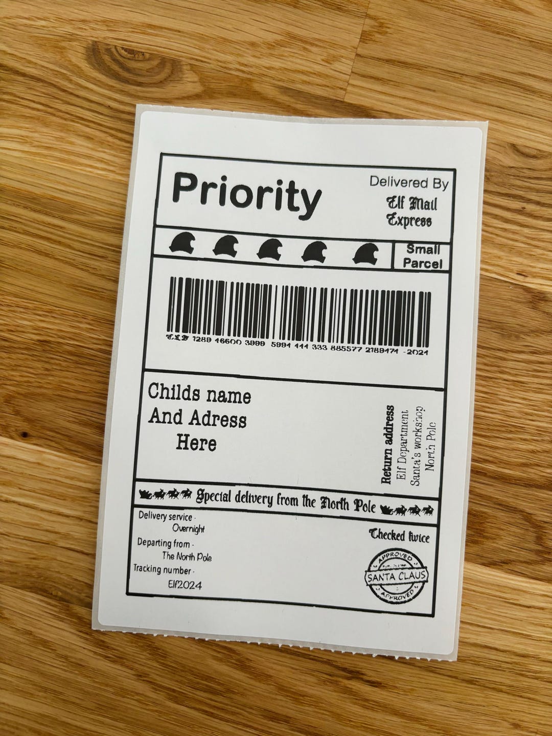 Elf on the Shelf Arrival , Postage Label , Personalised Elf on the ...