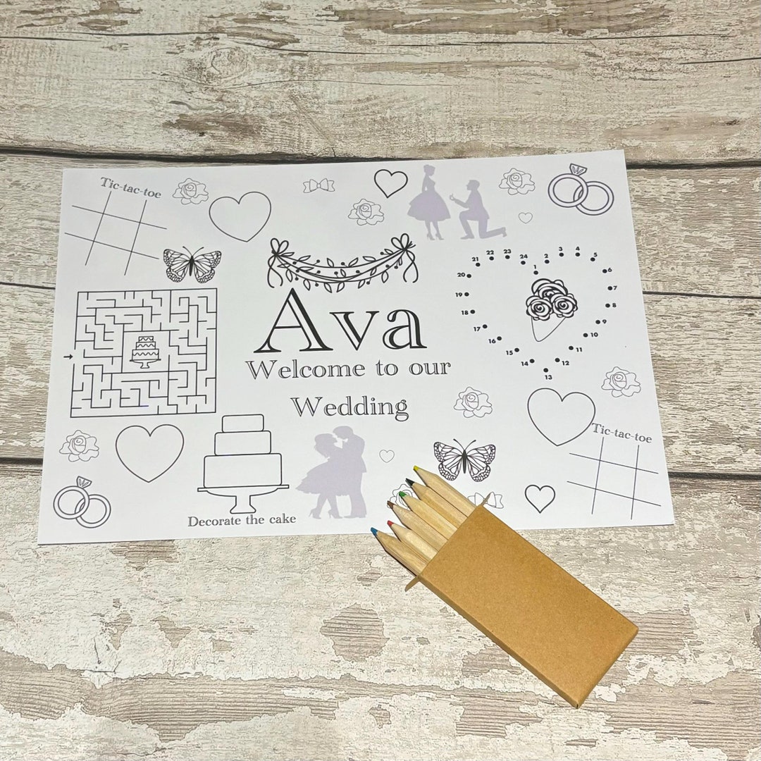 Personalised Wedding Activity Sheet , Wedding Place Setting , Wedding ...