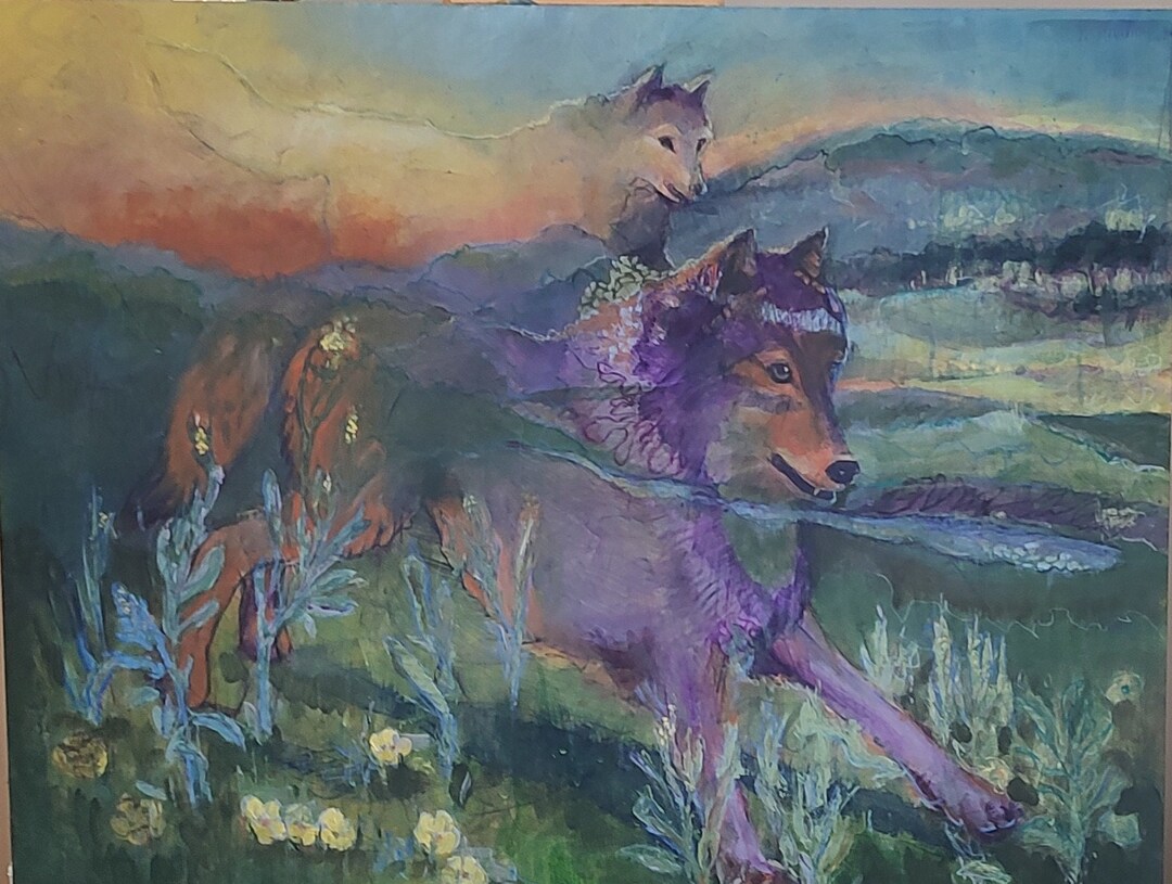Wolf Painting-original Art, Landscape Wall Art, Ghost Wolves Run in ...