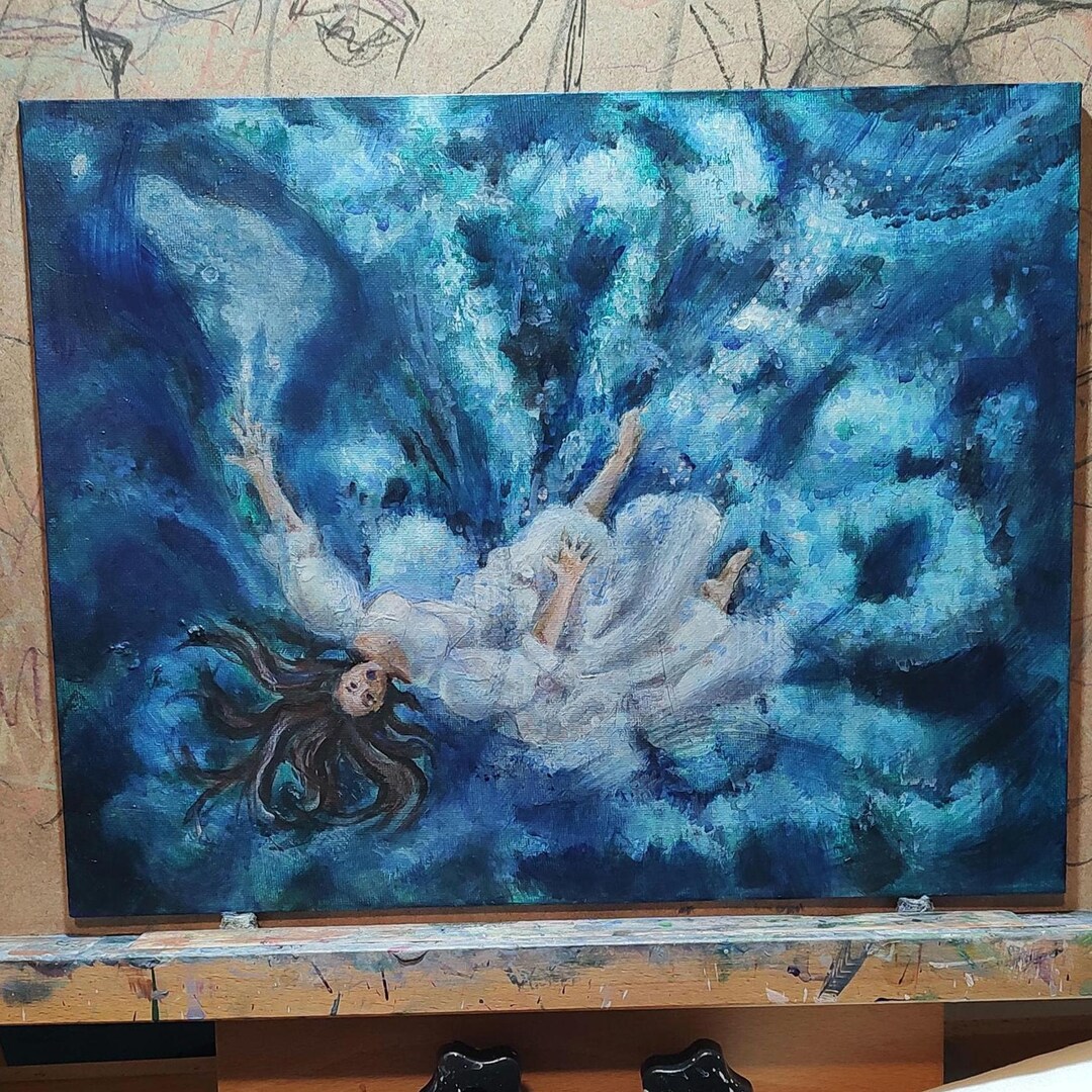 Ghost Painting | Dreaming or Drowning? Goth, Spooky, Gothic Wall Art ...