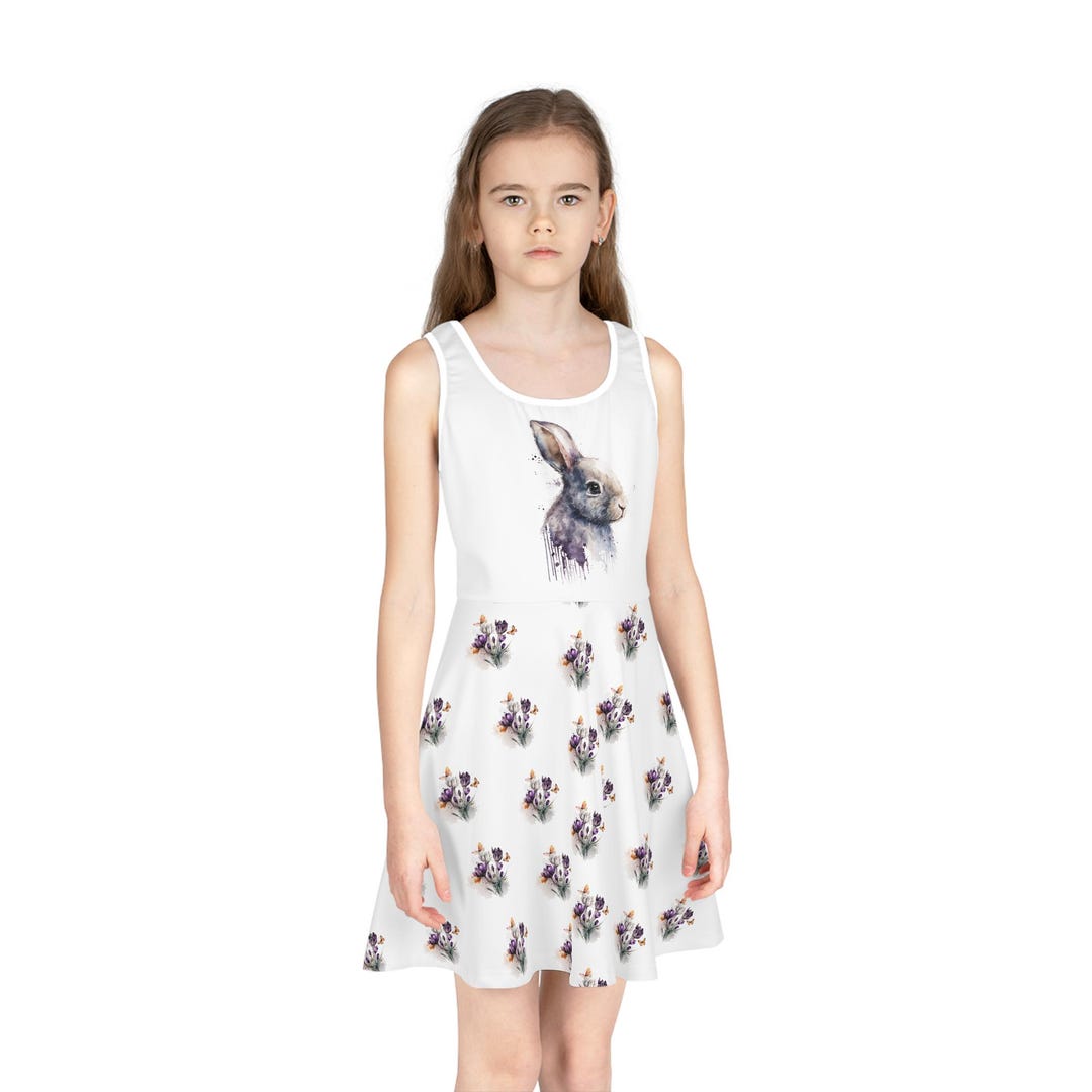 Girls Sundress With Bunny and Flowers - Perfect for Spring, Easter ...