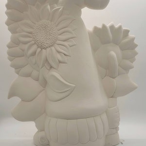 NEW LARGE Clay Magic 4271 12in Tall Gnome With Sunflowers Ready to Ship ...