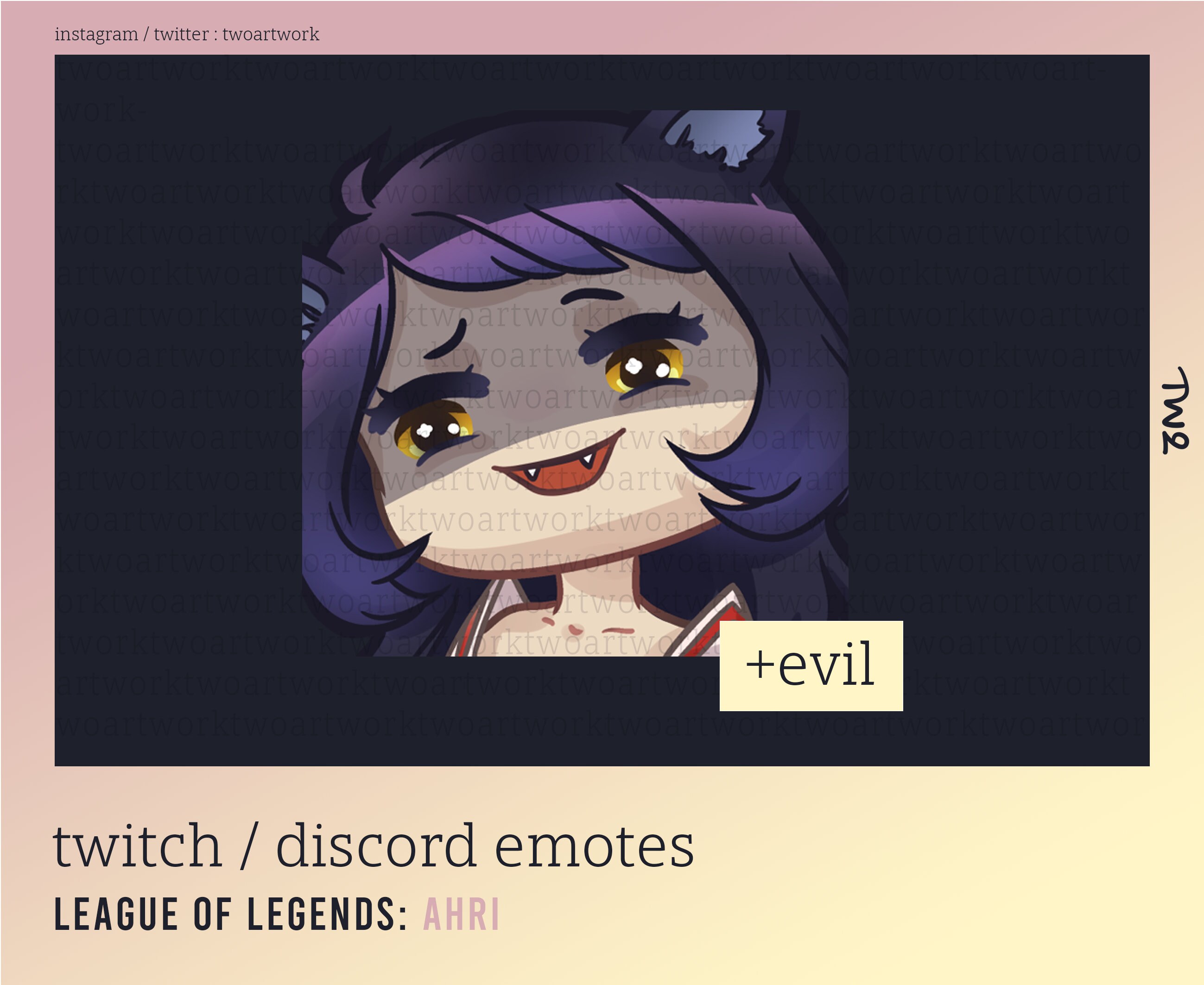 Ahri Evil SINGLE EMOTE Twitch / Discord / Slack Emotes | Etsy
