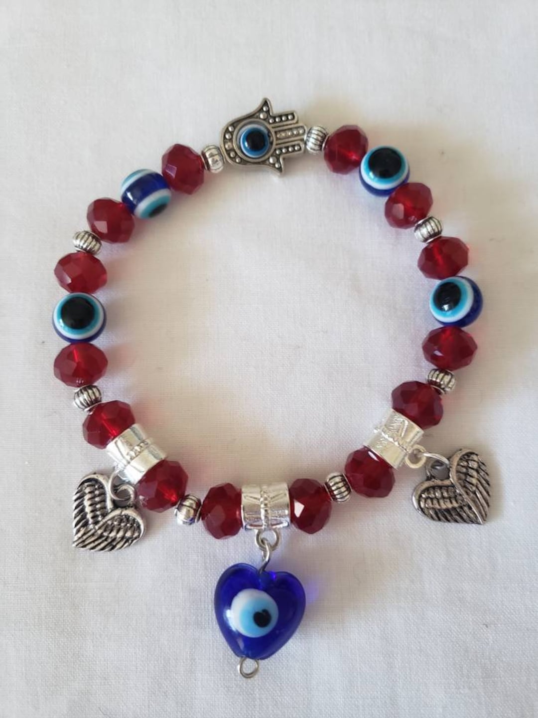 Mal De Ojo / Evil Eye Red or Blue Eye Hamza Stretch Bracelet - Etsy ...