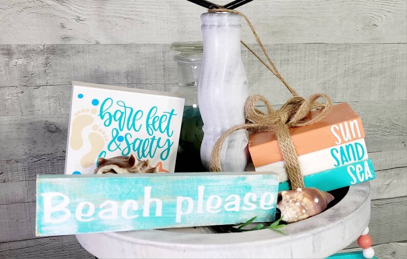 Beach Tiered Tray Set Summer Tiered Tray Set Beach Decor - Etsy