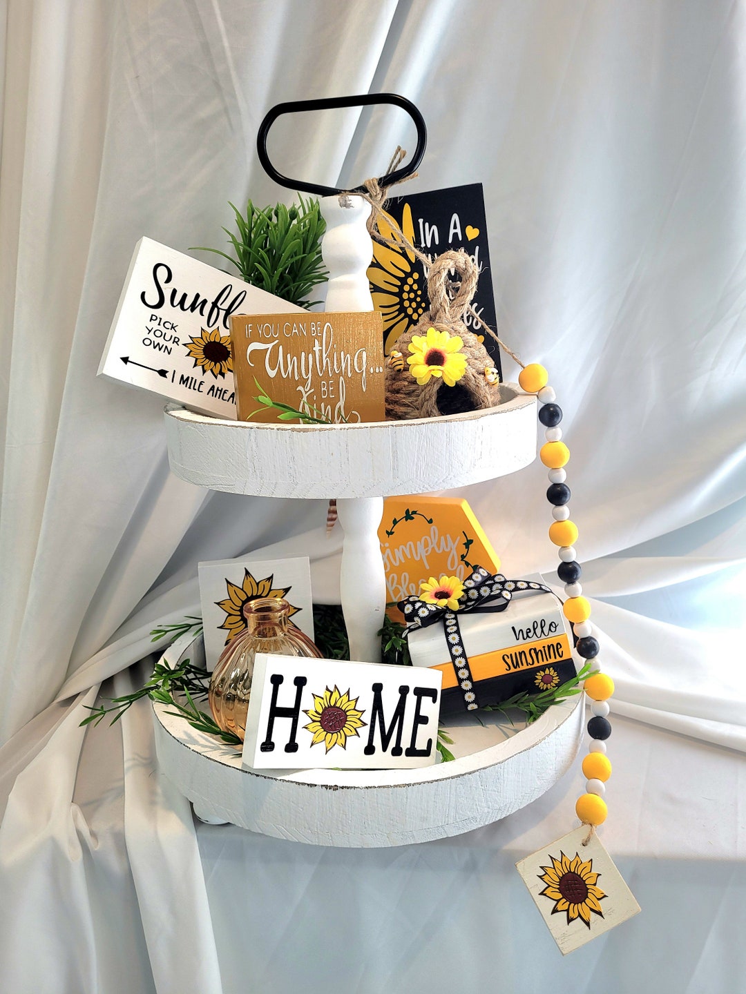 Sunflower Tiered Tray Decor Tiered Tray Set Sunflower Tiered - Etsy