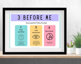 Ask 3 Before Me Classroom Sign Small Group Sign Classroom Management ...
