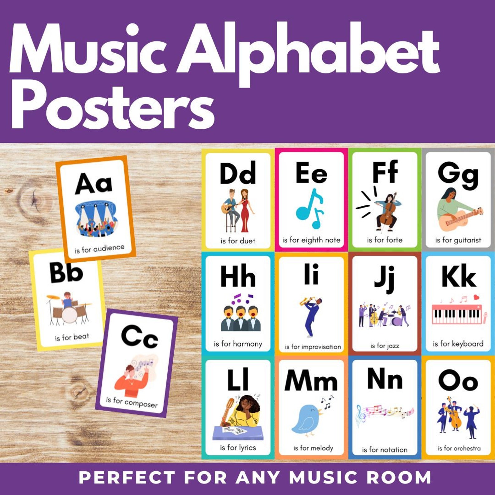 Music Class Posters ABC Posters for Elementary Music Class Music ...