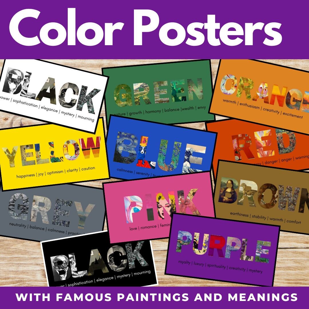 Color Posters for Elementary Art Class Elementary Art Decor Art ...
