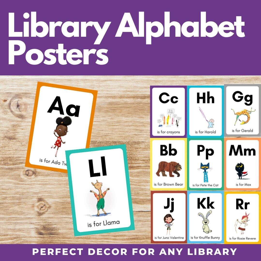 Abc's in Library Picture Book Posters Elementary Library Decor - Etsy