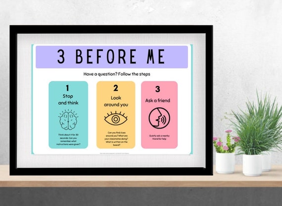 Ask 3 Before Meclassroom Posterelementary | Etsy