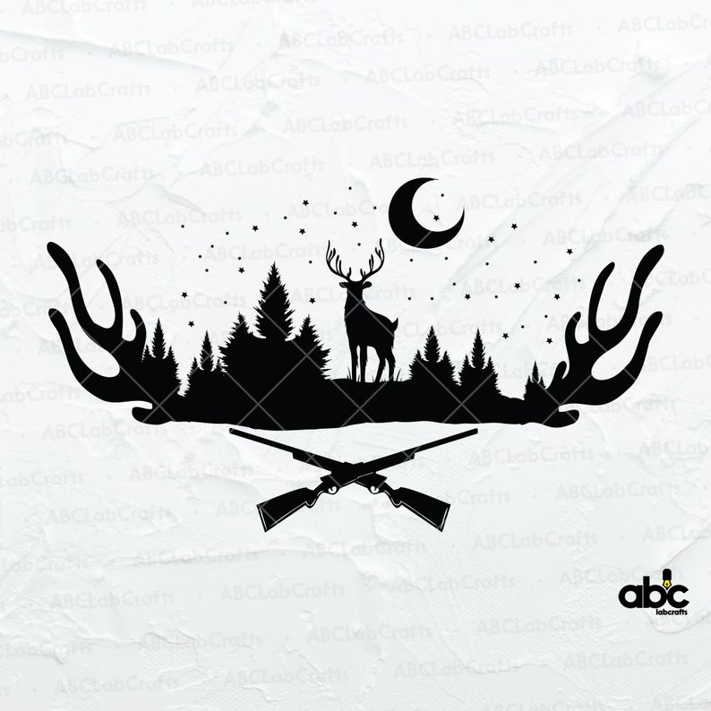 Deer Hunting Frame Svg File Hunting Deer Rifle Svg Pine - Etsy