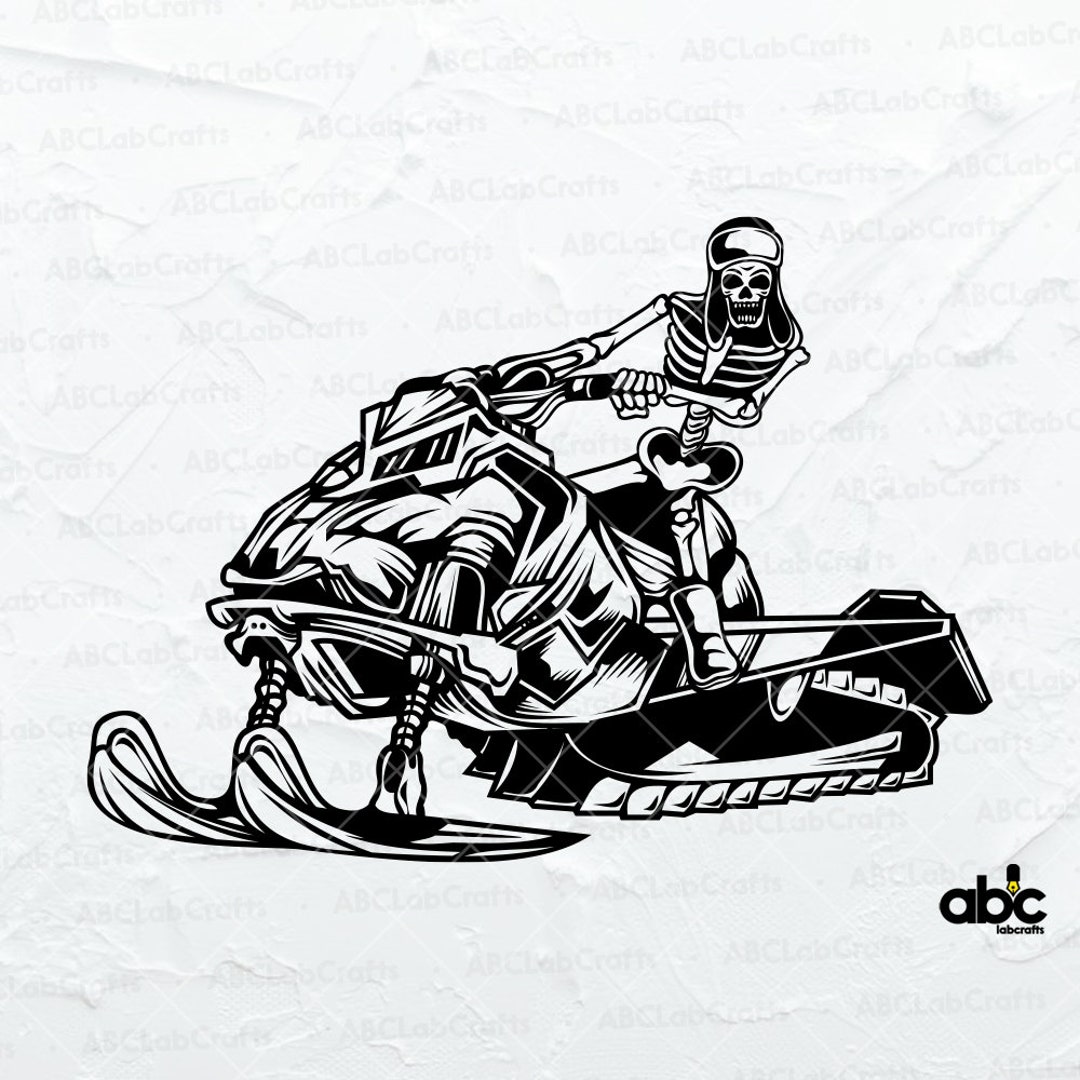 Snowmobile Skeleton Svg File | Winter Svg | Snow Mobile Svg | Snow Svg ...