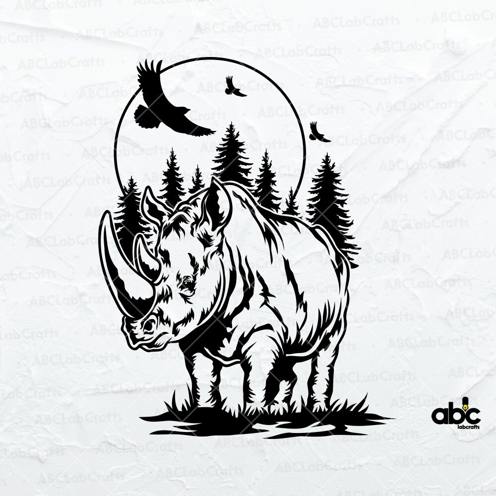 Rhino Svg File Animal Svg Rhino Clipart Rhino Cutfile - Etsy