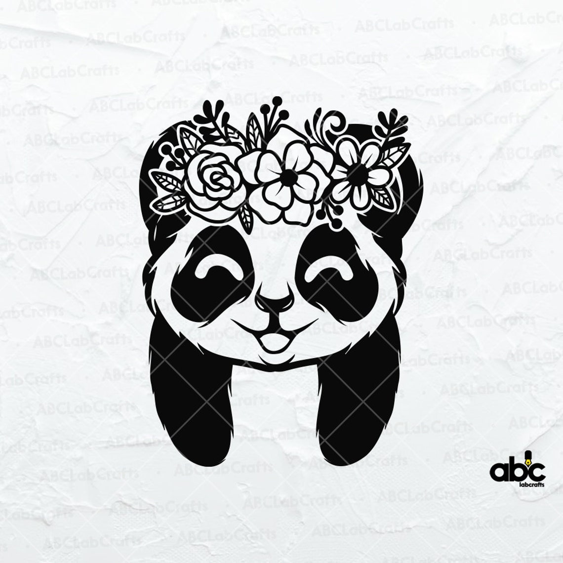 Floral Panda Svg Animal Svg Panda With Flower on Head Svg | Etsy