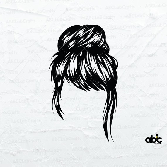 Messy Bun Bangs Hair Svg File Eyelashes Svg Messy Bun Svg - Etsy