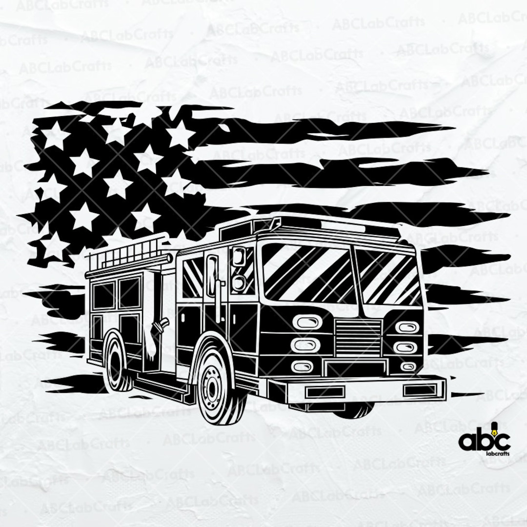US Fire Truck Svg File Firefighter Svg Firefighter Clipart Firefighter ...