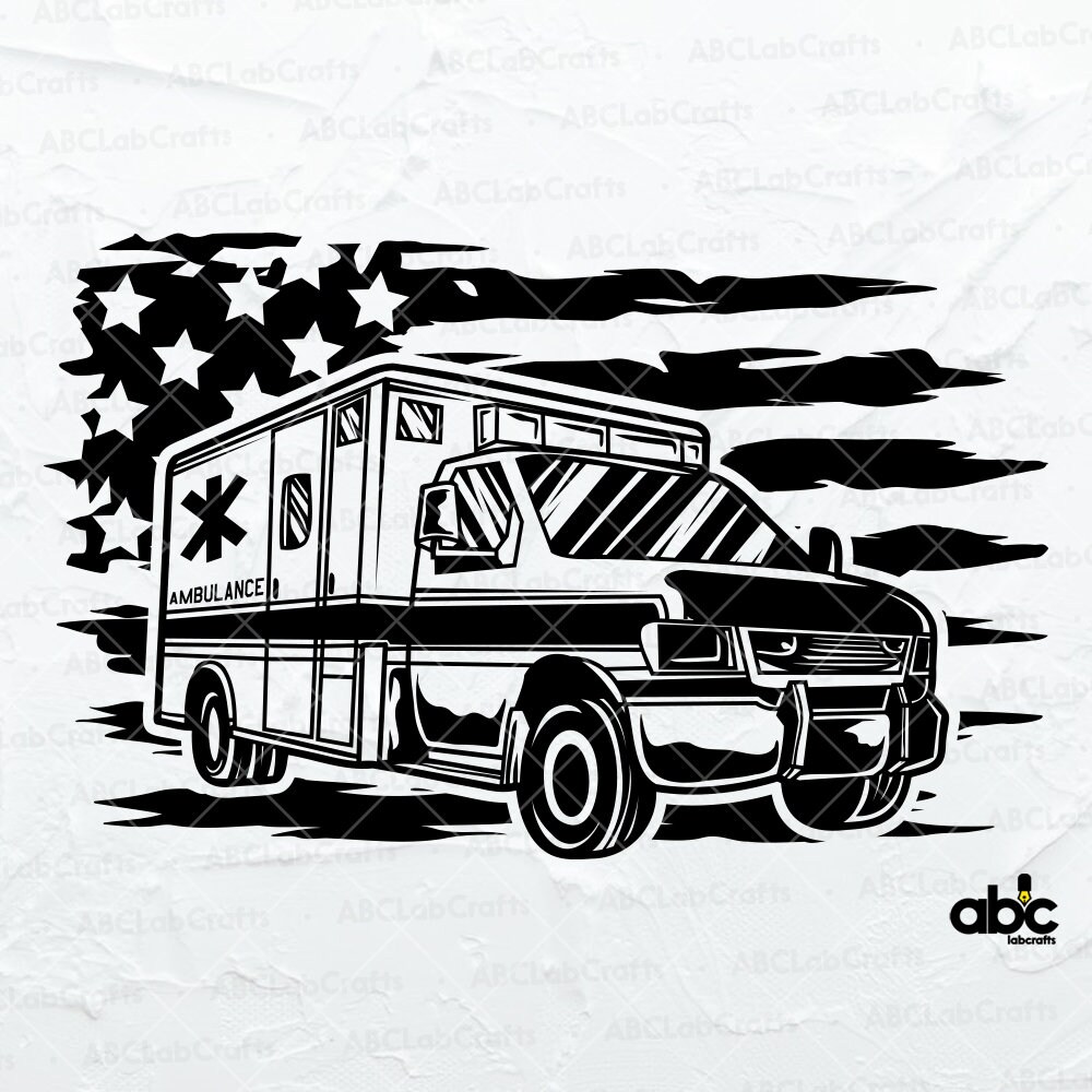 US Ambulance Clipart Svg File | Medical Vehicle Svg | US Ambulance ...