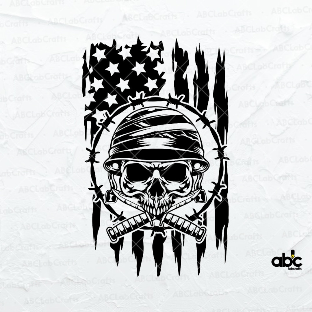 US Military Skull Svg File | Skull Soldier Dad Clipart | US Army Svg ...