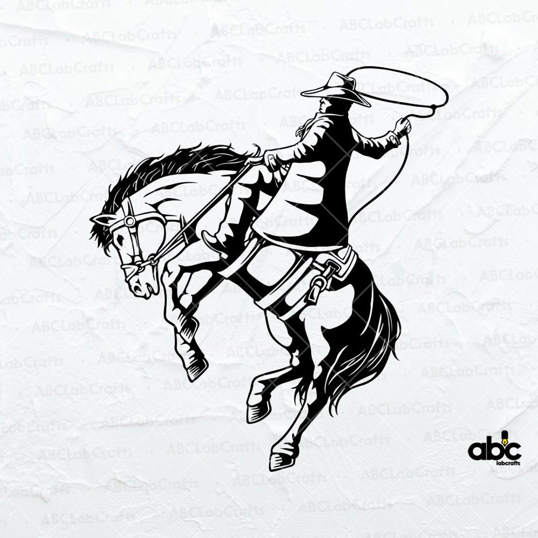 Rodeo Svg File | Cowboy Svg | Western Cowboy Riding Horse Svg | Rodeo ...