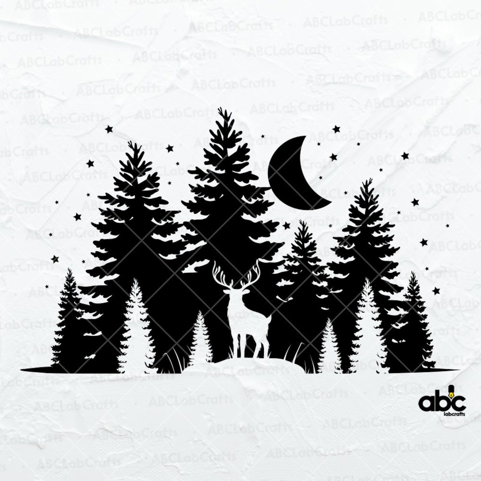 Deer Svg File Deer in the Forest Svg Pine Trees Svg Stag - Etsy