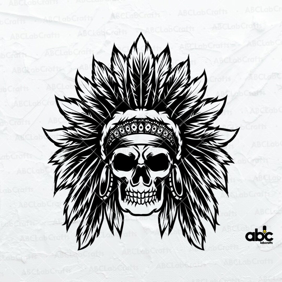 Indian Skull Native American Svg File Boho Decor Teepee Skull Svg Aztec Cutfile Png Dxf 