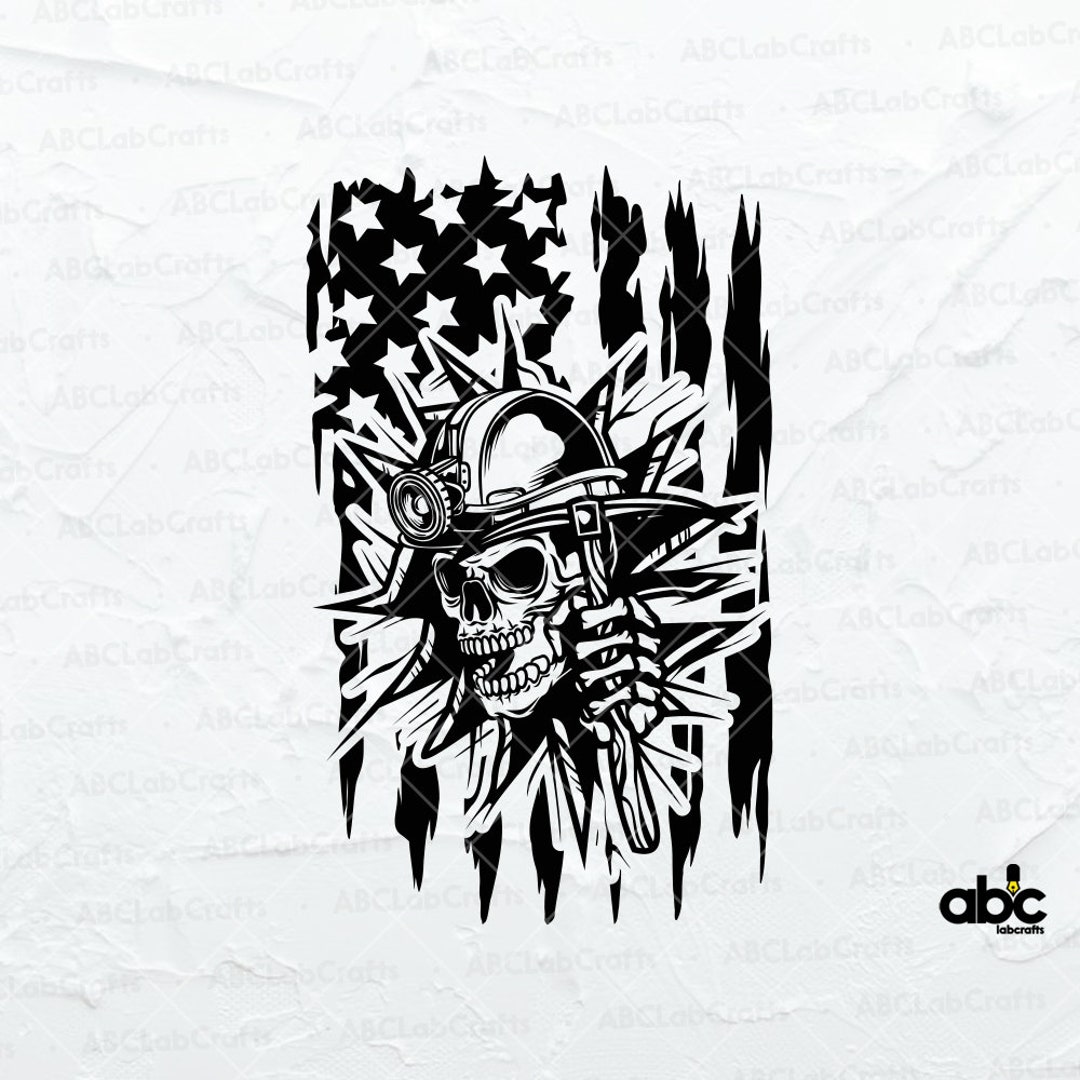 US Miner Skull Svg File | Mining Skull Svg | Skull Clipart | Miner ...