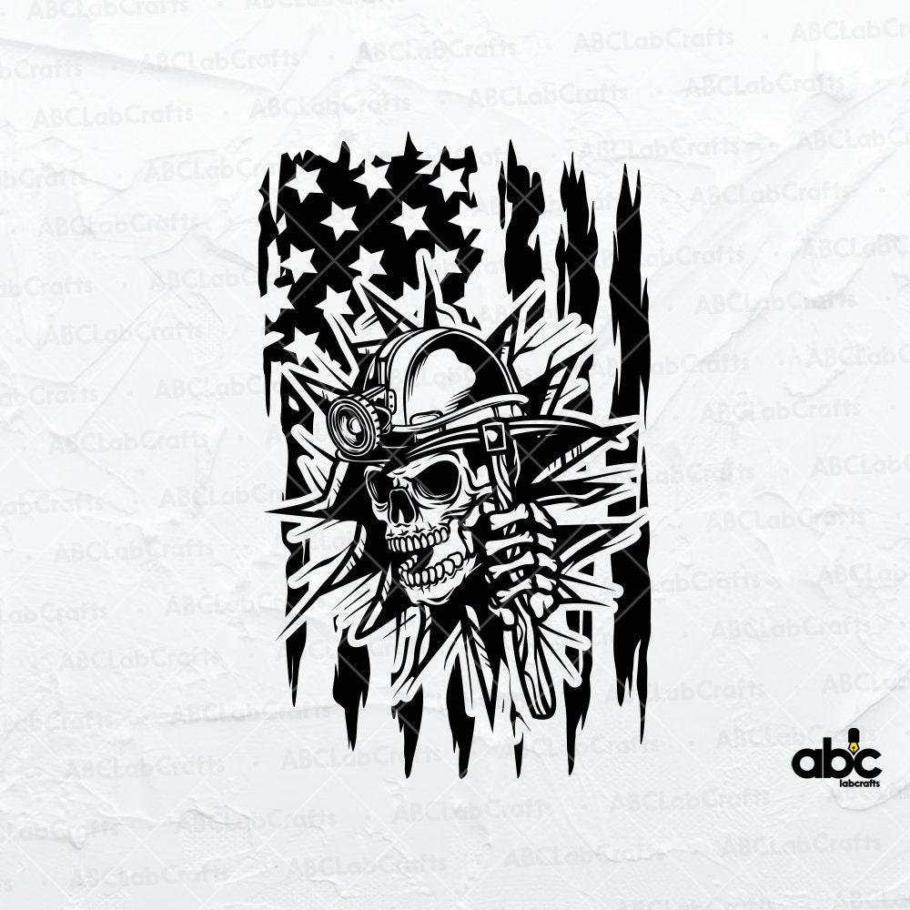 US Miner Skull Svg File | Mining Skull Svg | Skull Clipart | Miner ...