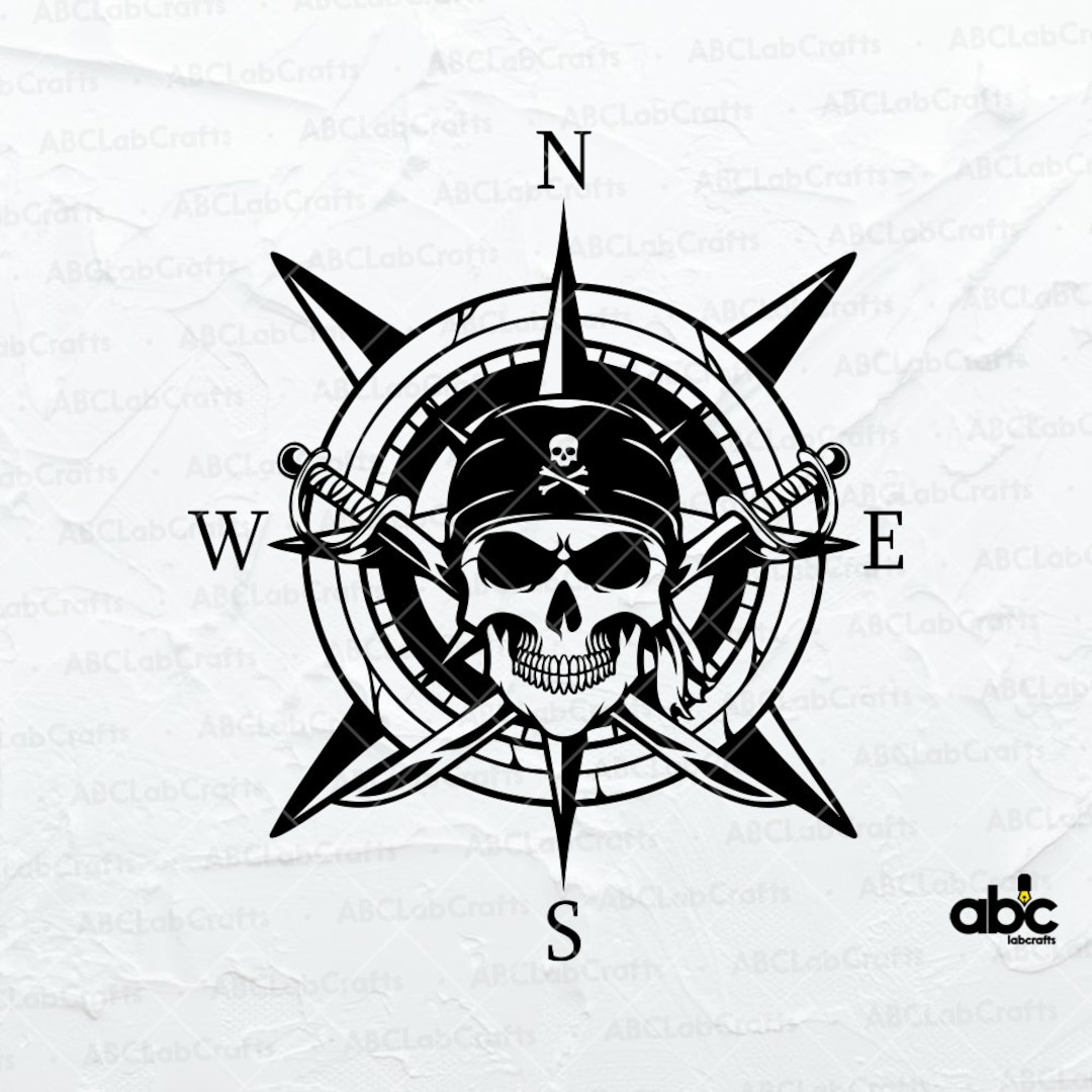 Pirate Compass Svg File | Skull Compass Svg | Nautical Svg| Compass ...