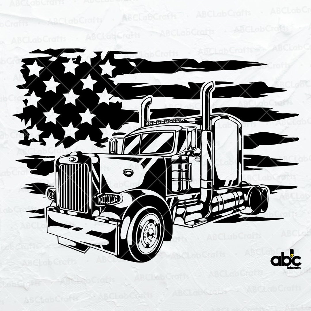 US Semi Truck Svg File | US Truck Svg | Big Truck Svg | Semi Truck ...