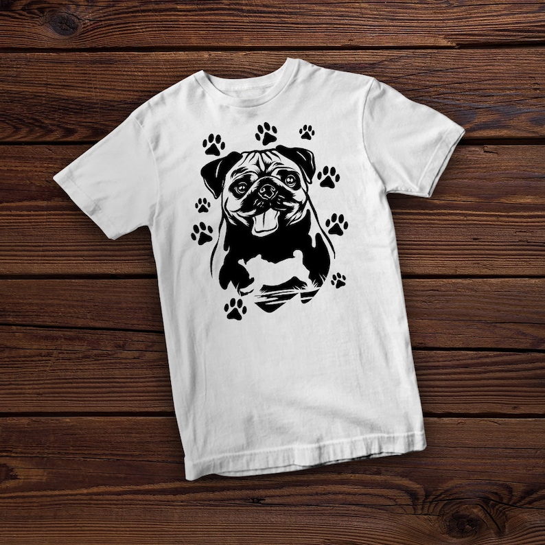 Pug Dog Scene Svg File | Cute Pug Svg| Paw Svg | Dog Lover Dxf | Dog ...