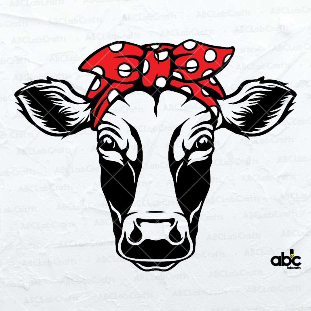 Cow Bandana Svg File Cow Head Svg Cow Face Svg Farm Svg Heifer Svg Cow ...