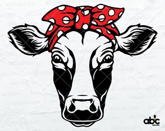 Cow Bandana SVG | Cow Head Svg | Cow Face Svg | Farm Svg | Cow Face Png ...