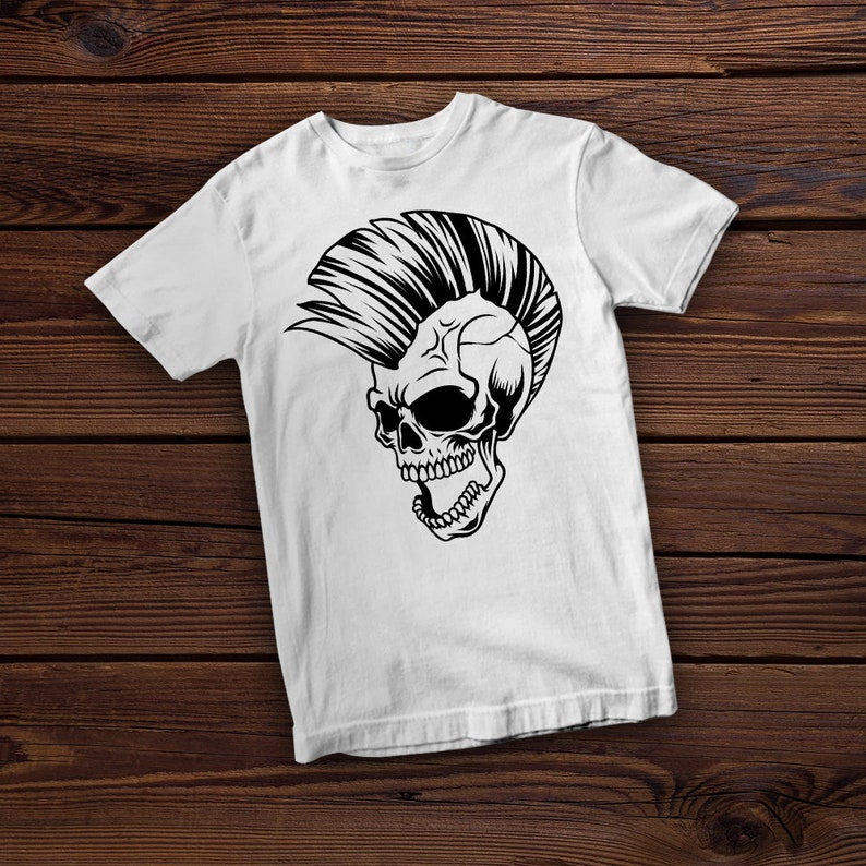 Mohawk Skull Svg File Hairstyle Svg Skull Svg Punk Rock - Etsy