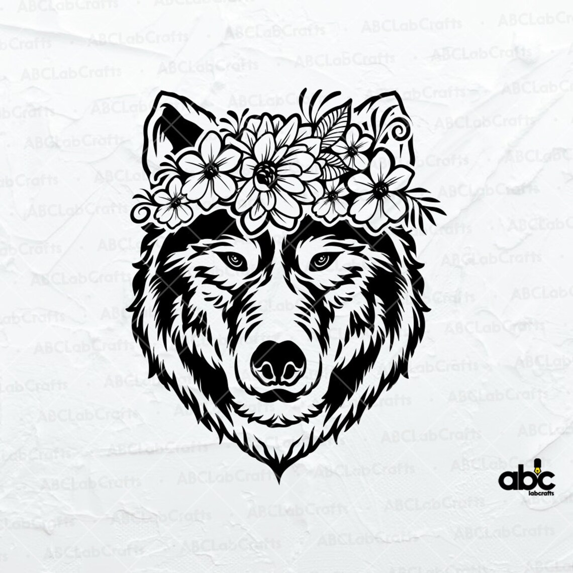 Floral Wolf Svg File | Cute Wolf Face Svg | Wild Svg | Wolf With Flower ...