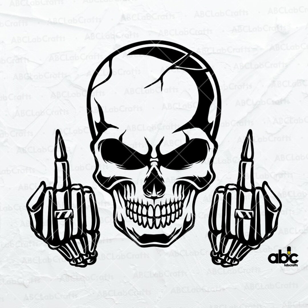 Skull Middle Finger Svg File | Skull Svg | Skeleton Svg | Skull Clipart ...