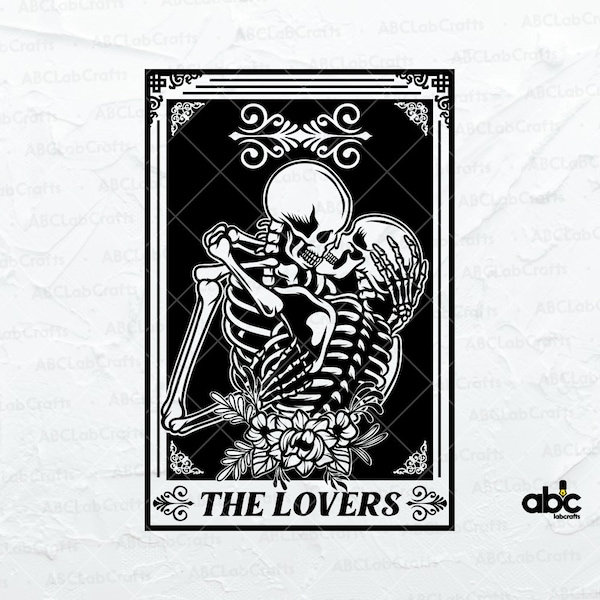 The Lovers Skeleton Tarot Svg Etsy