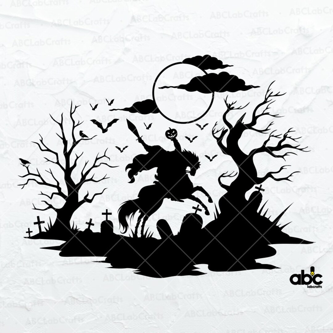 Headless Horseman Svg File | Graveyard Scene Svg | Vampire Bat Svg ...