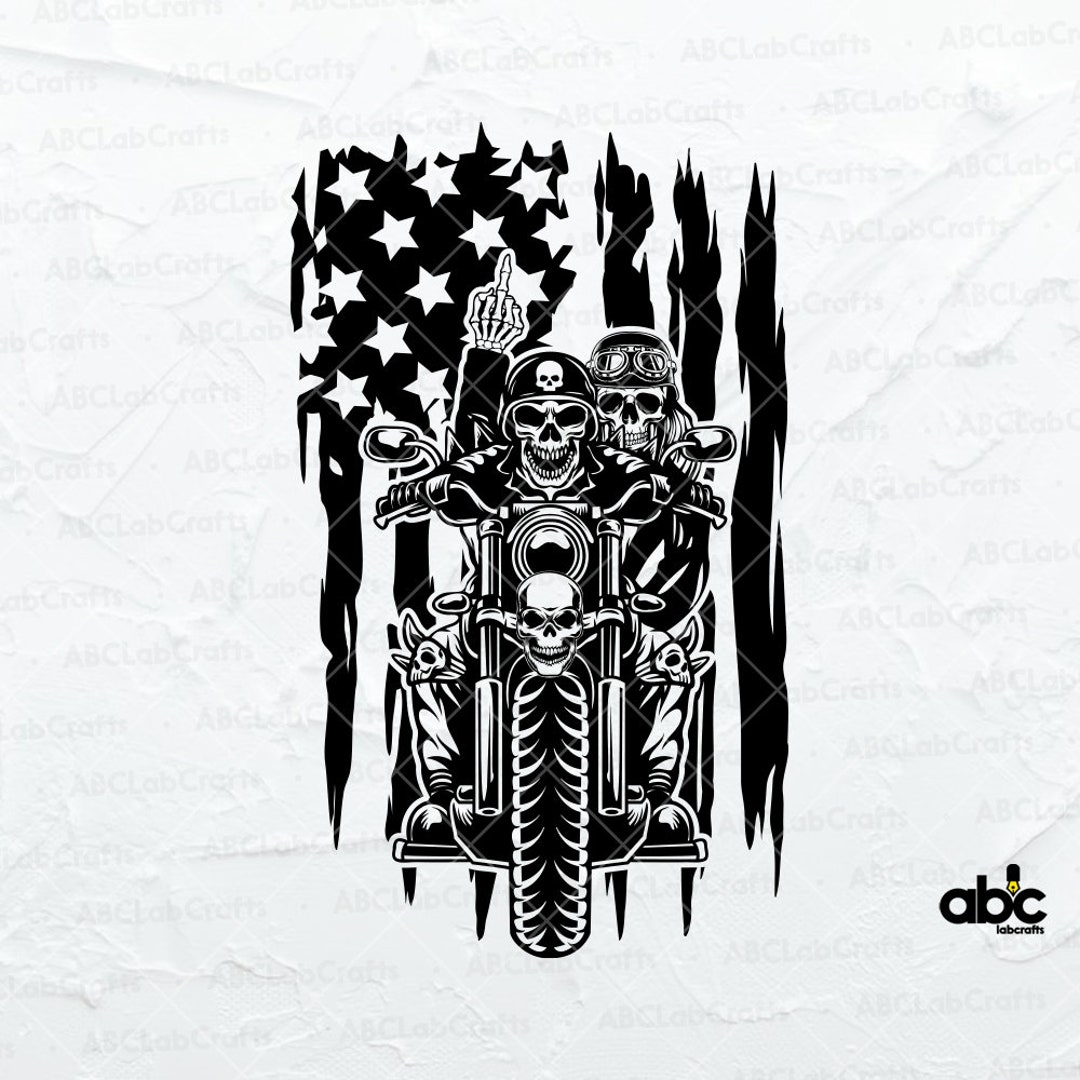 US Biker Skull Lovers Middle Finger Svg File | Rider Couple Cut File ...