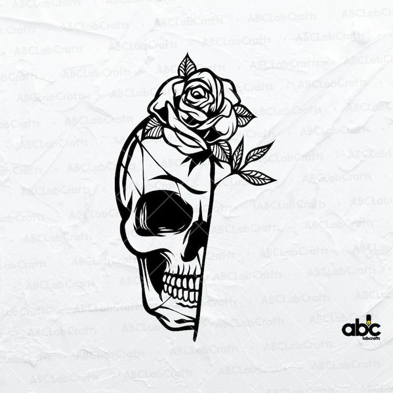 Rose Skull Svg File Skeleton Flower Svg Rose Skull Cut Etsy Uk