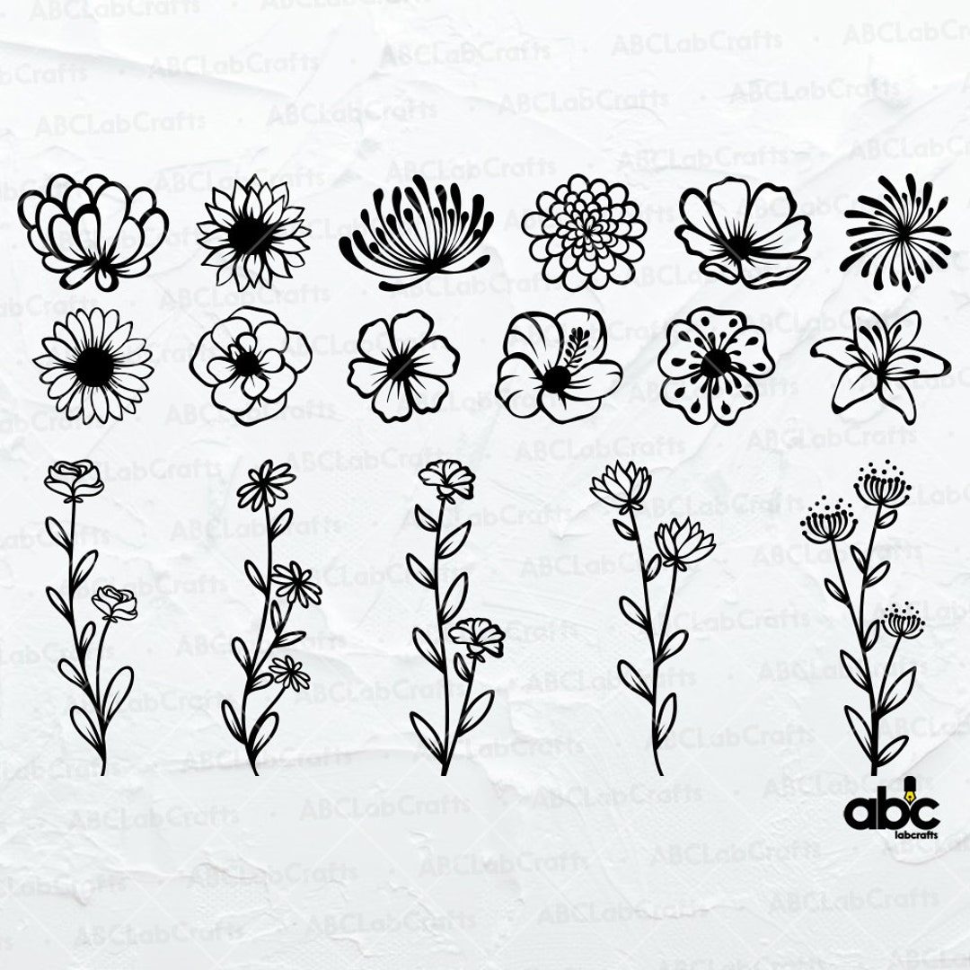 Bundle Flower Svg File | Wildflower Svg | Flower Svg Cut Files ...