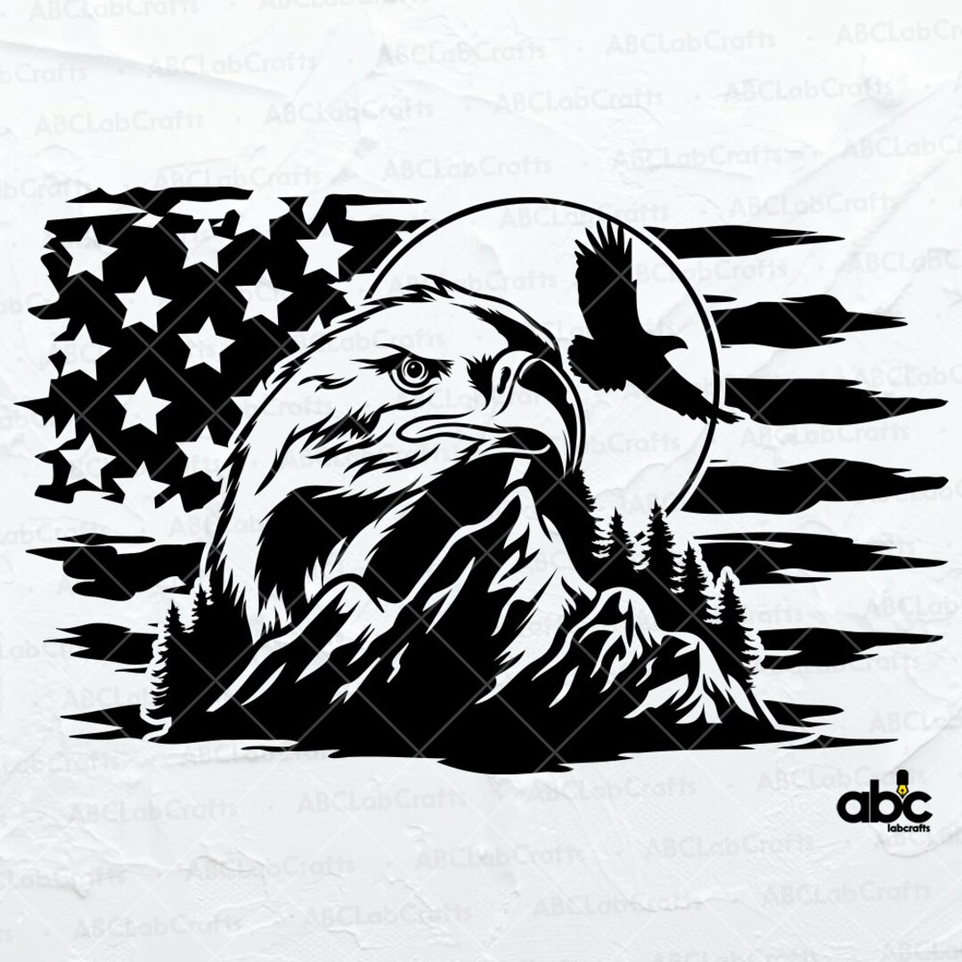 US Patriotic Eagle Scene Svg File | US Eagle Svg | American Eagle Svg ...