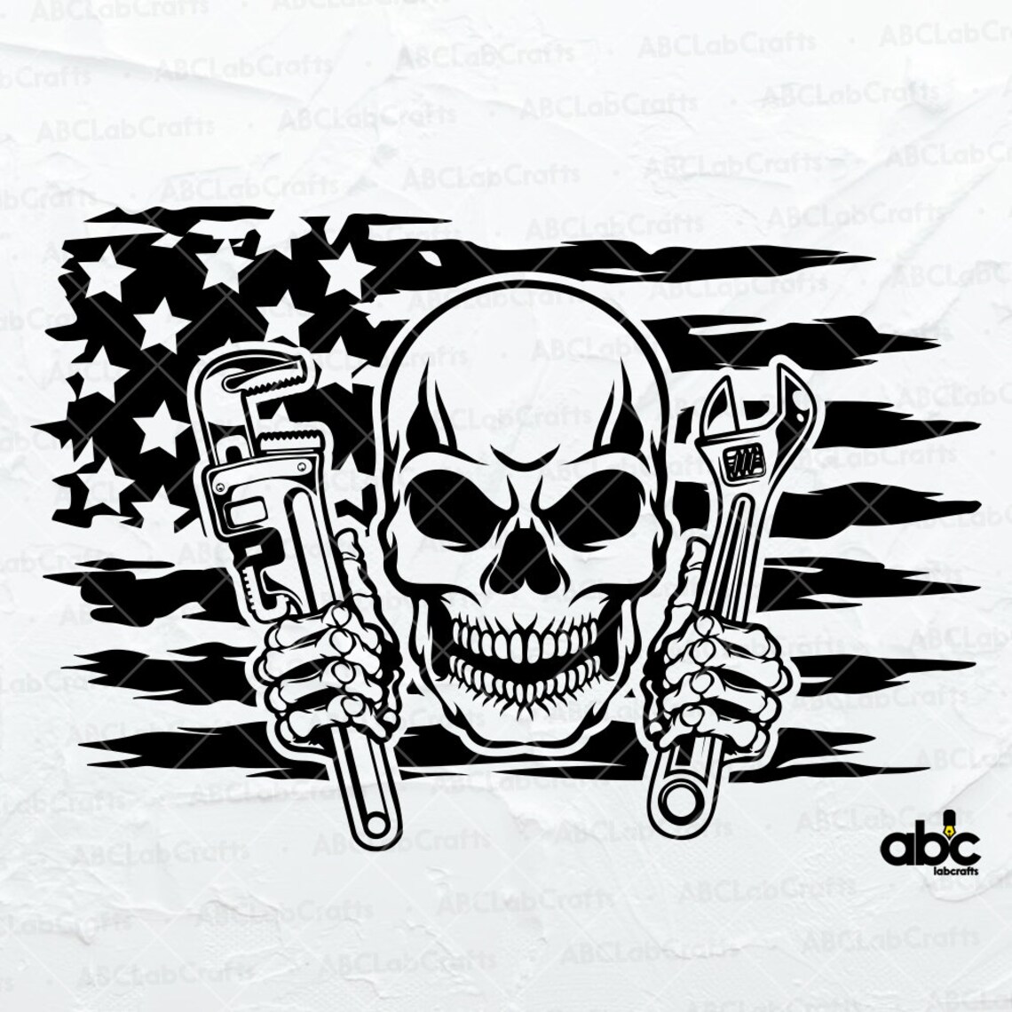 US Skull Mechanic Svg File | Mechanic Svg | Skull Mechanic | Wrenches ...