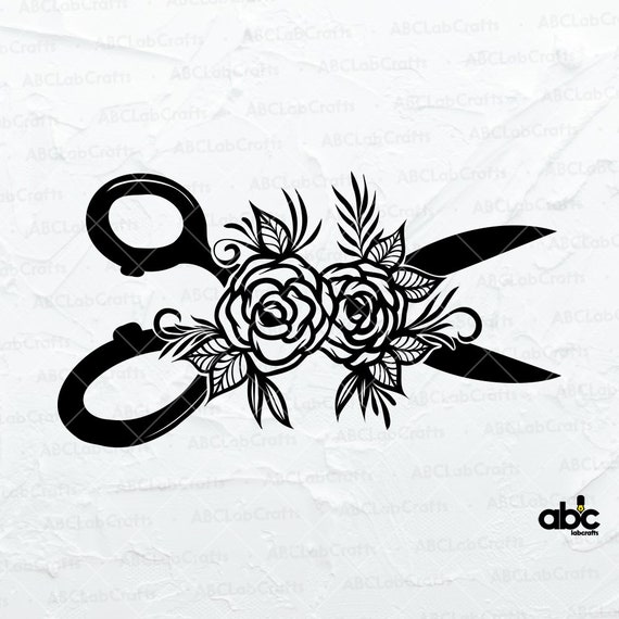 Scissors Floral Svg File Scissor With Flowers Craft Svg - Etsy