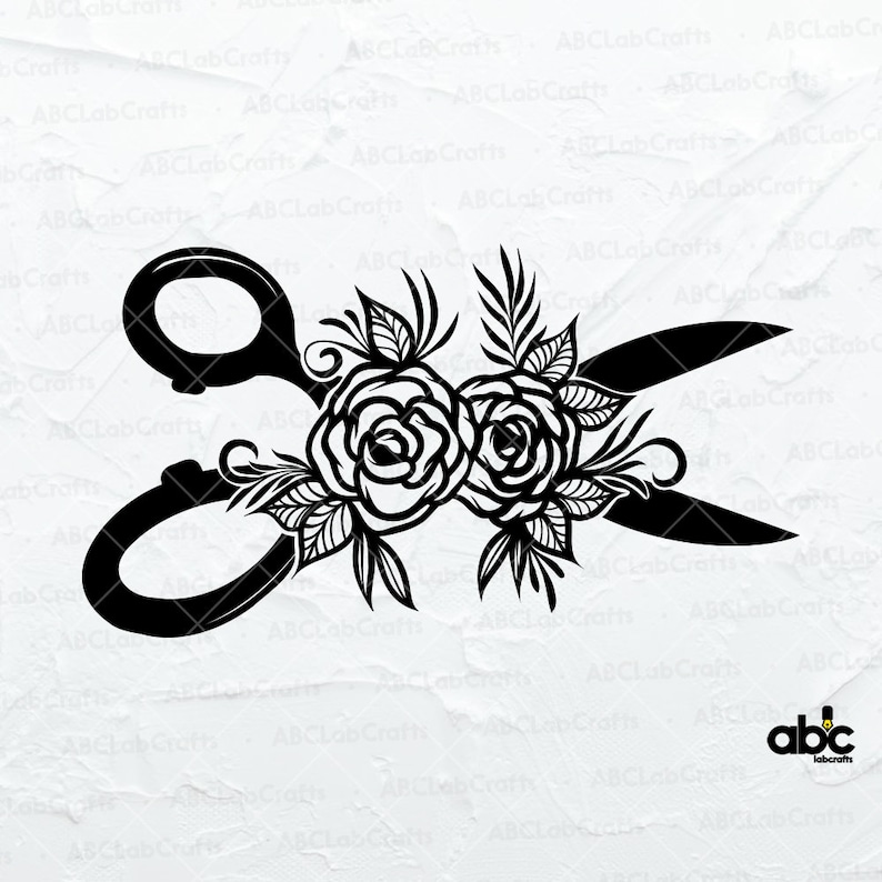 Scissors Floral Svg File Scissor With Flowers Craft Svg - Etsy