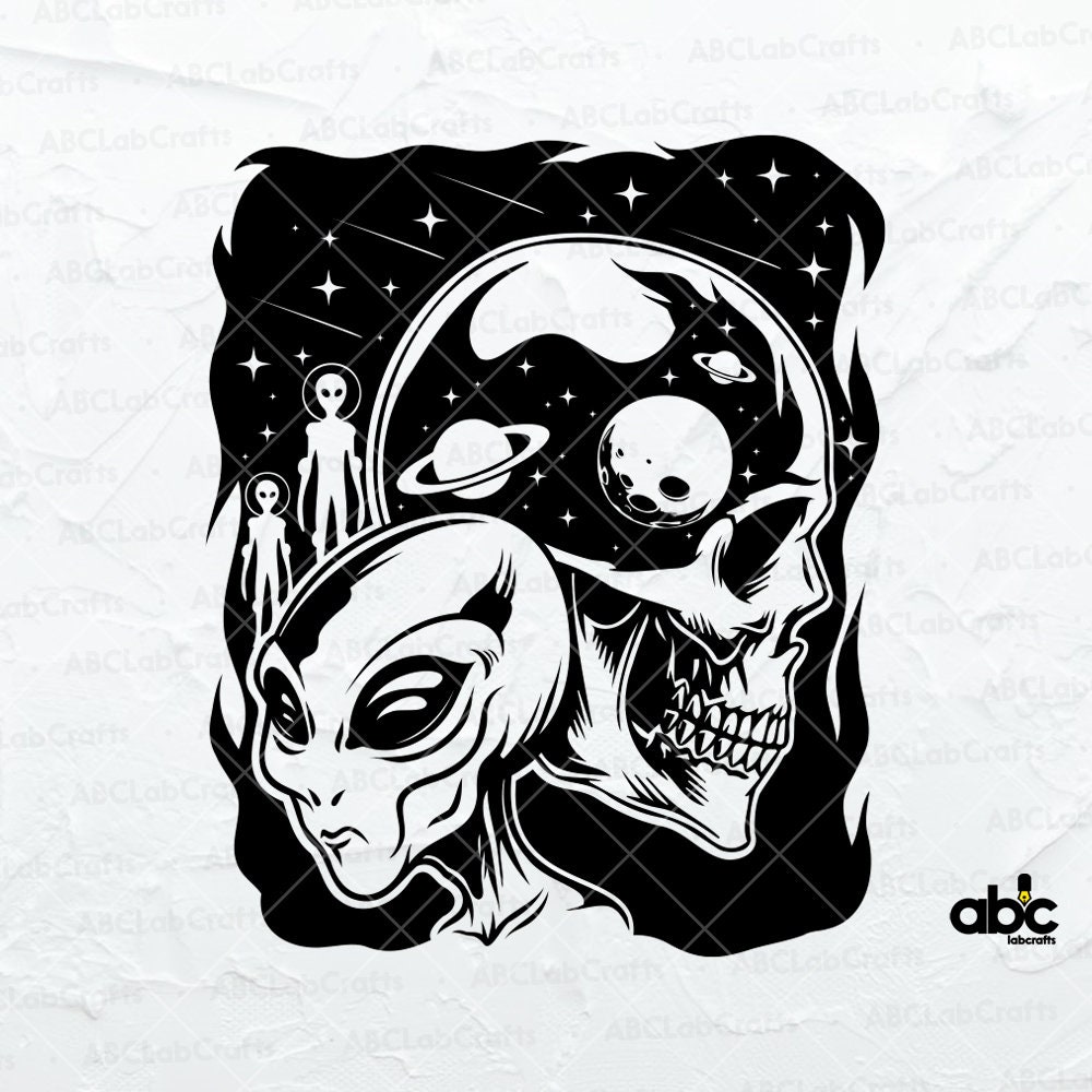 Skull Alien Svg File Galaxy Svg Alien Skull Shirt Skull - Etsy