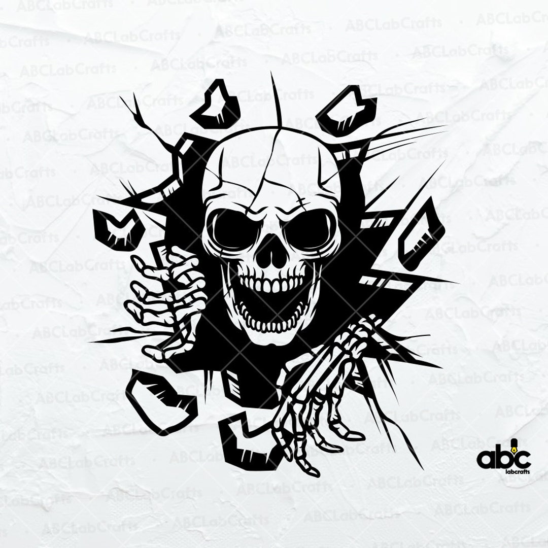 Skull in the Wall File File | Skeleton Svg | Skull Svg Cut Files ...