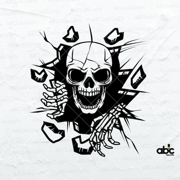 Skeleton Coming Out of Wall Svg - Etsy